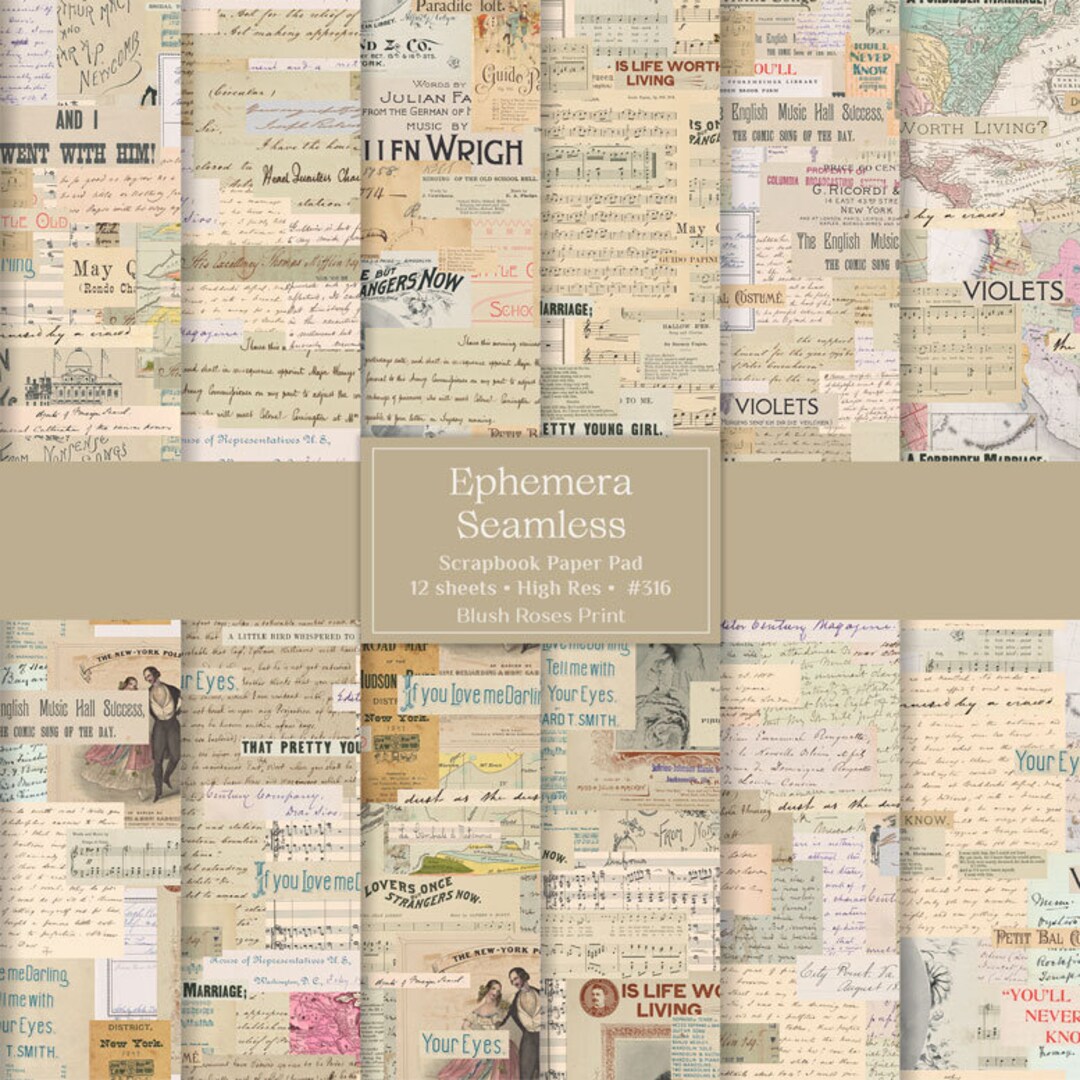 Vintage Ephemera Scrapbook Paper Pad, Old Newspapers Retro Photography ...