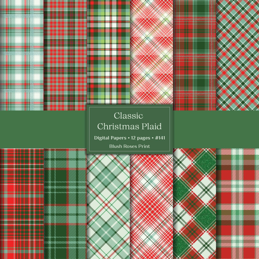 Classic Christmas Plaid Digital Paper, Christmas Tartan Junk Journal ...
