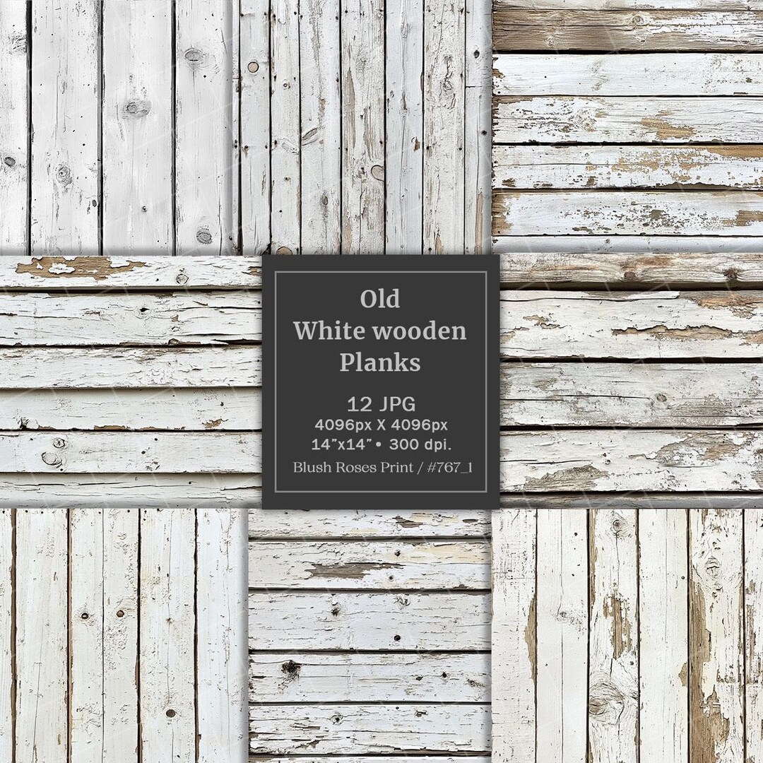 Old White Wooden Planks Digital Paper, HIGH RESOLUTION, Wooden Textures ...