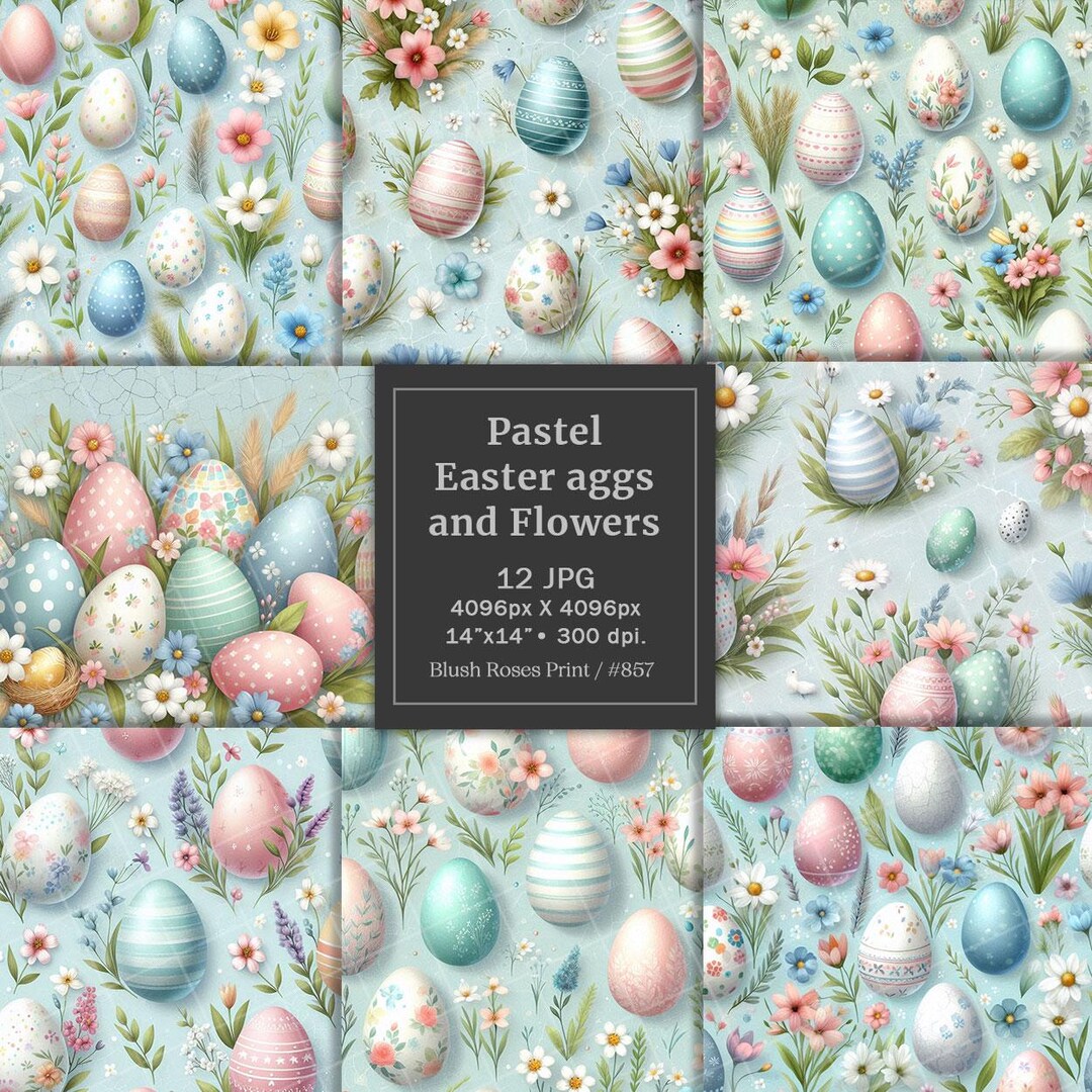 Watercolor Pastel Easter Eggs Digital Paper, Easter Scrapbook Paper ...