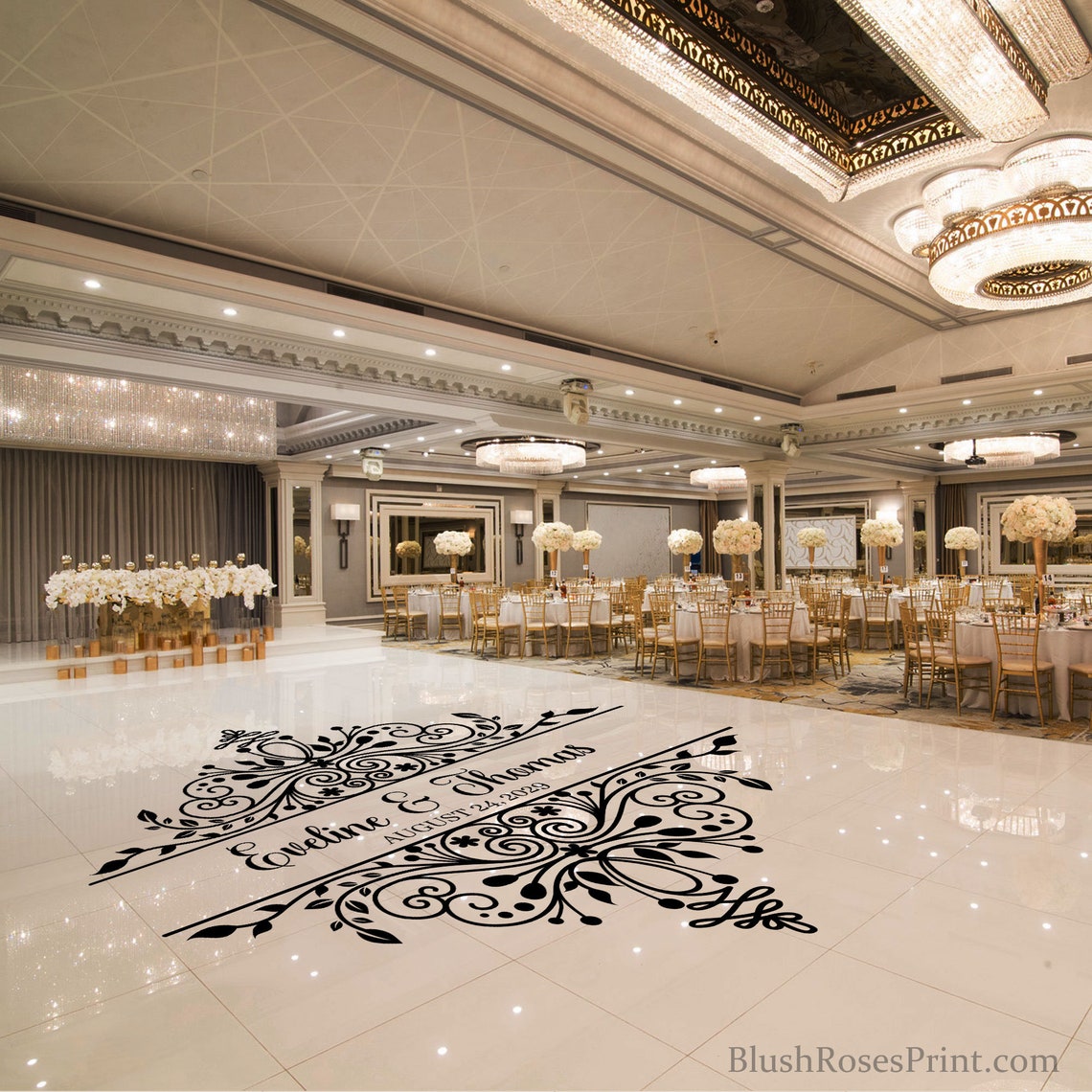 Gold Wedding Dance Floor Decal Wedding Floor Monogram Vinyl - Etsy