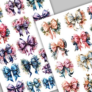 Luxury Floral Bows Fussy Cuts Printable, Lux Pastel Bows Junk Journal ...