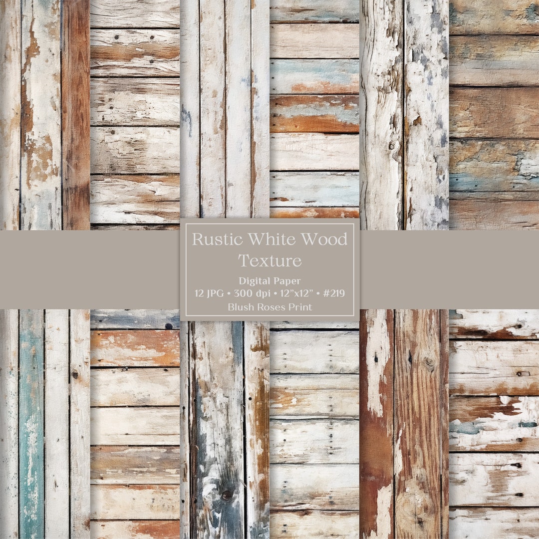 Rustic White Wood Digital Paper, Vintage White Wooden Texture Junk ...