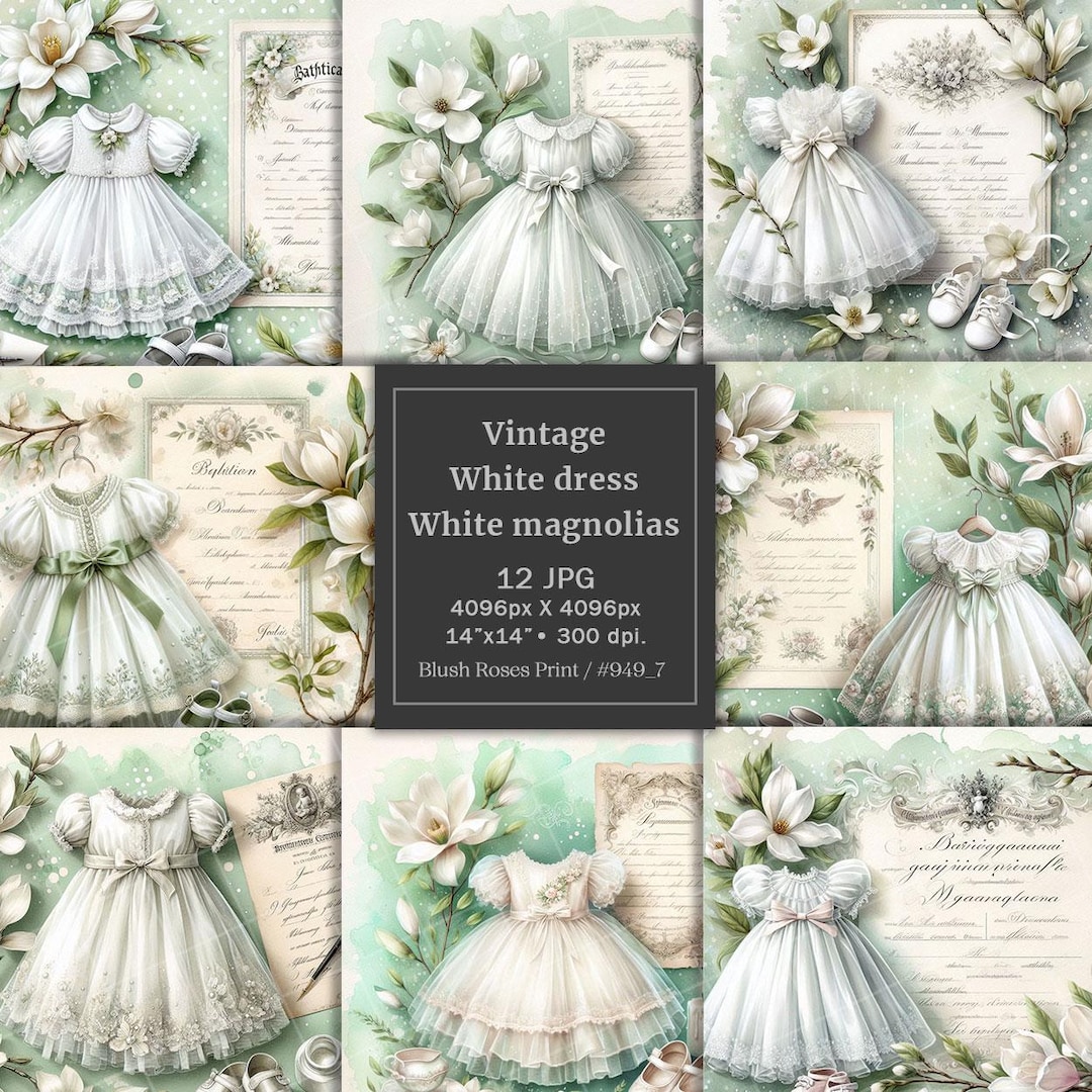 Vintage Girl First Communion Digital Paper Pack, Girl Baptism Floral ...