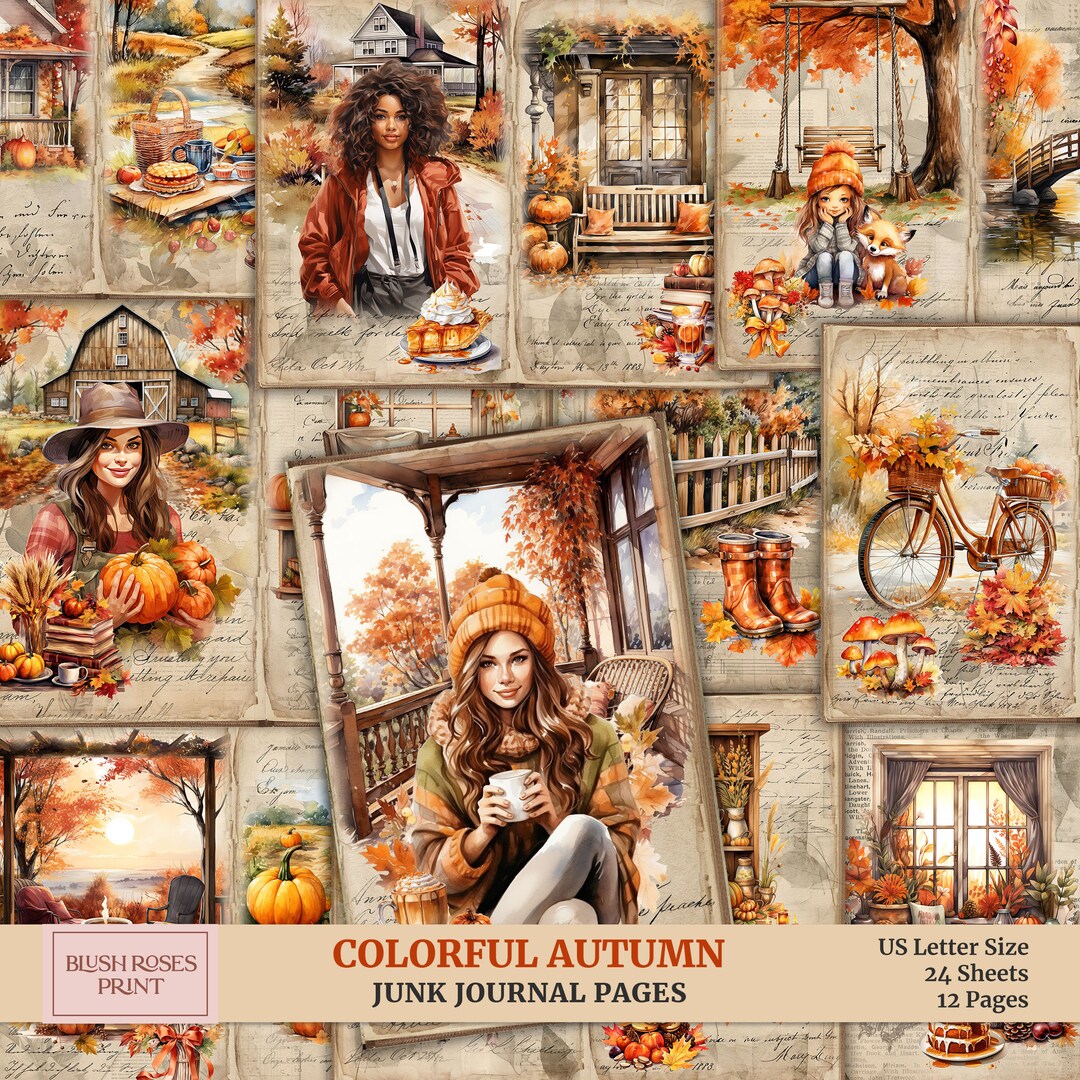 Cozy Autumn Junk Journal Pages Fall Junk Journal Kit - Etsy