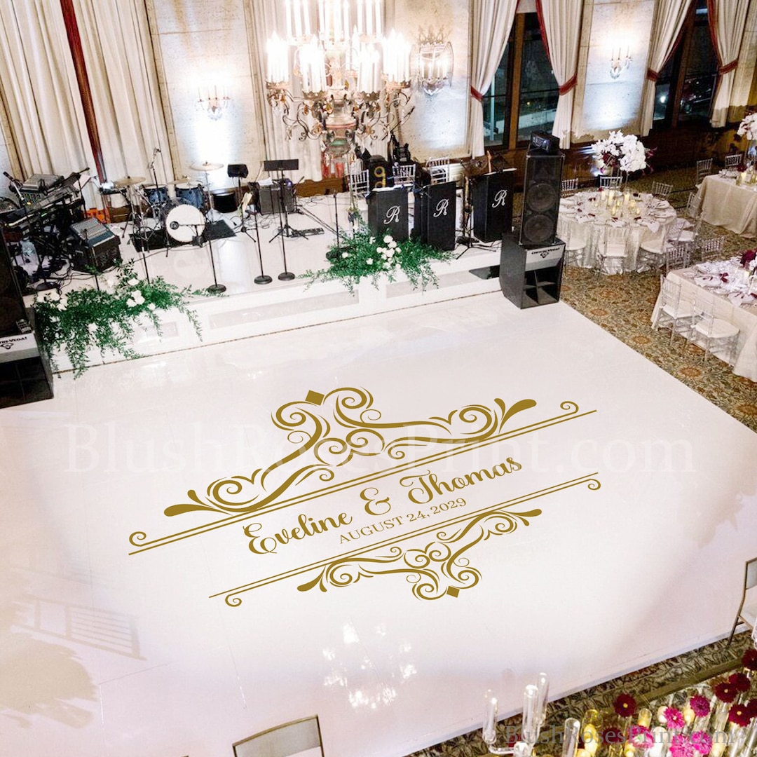 Personalized Wedding Dance Floor Sticker, Wedding Floor Monogram Mural ...