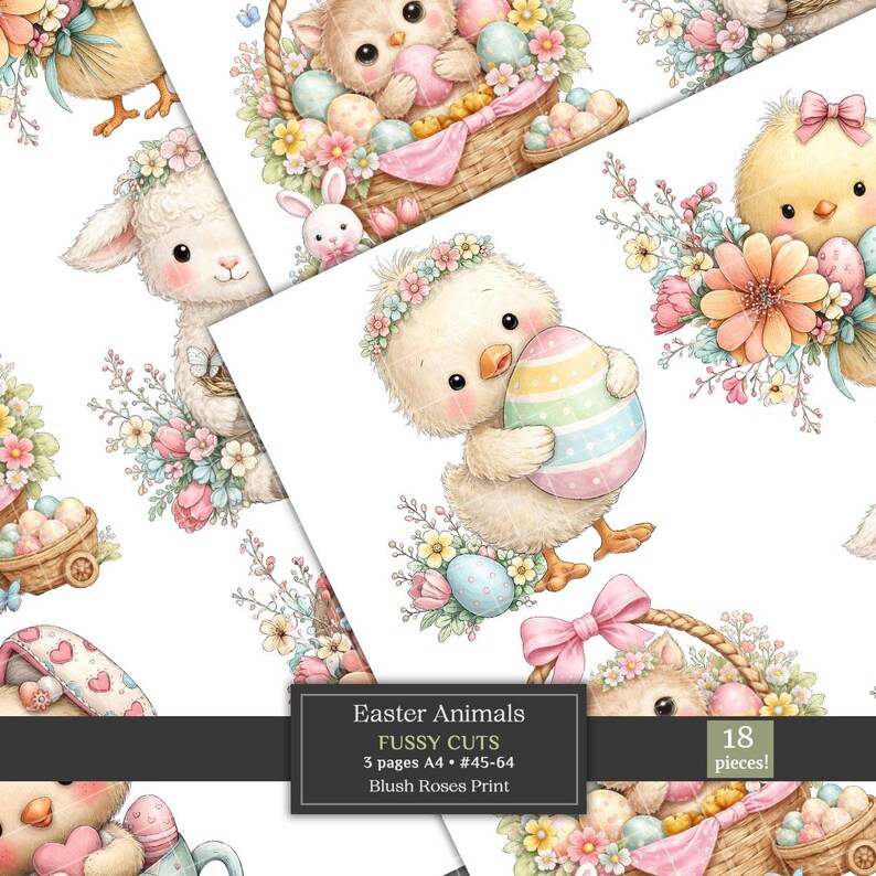 Whimsical Cute Easter Animals Clipart Fussy Cuts Digital Download ...