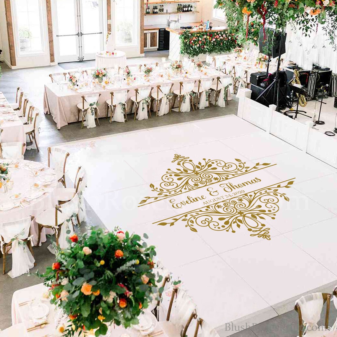 Gold Wedding Dance Floor Decal Wedding Floor Monogram Vinyl - Etsy