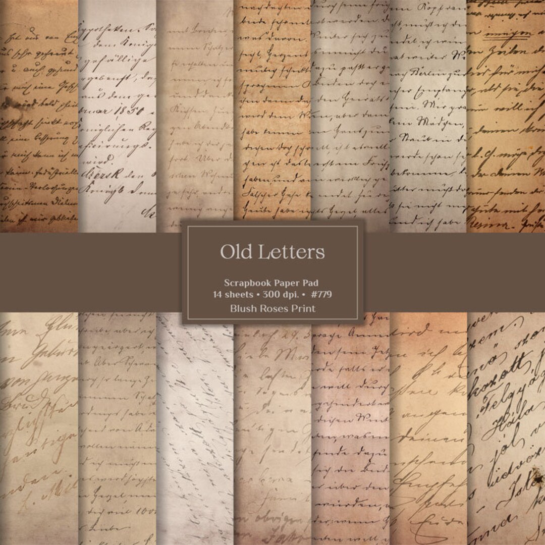 Old Letters Scrapbook Paper Pad Printed , Antique Letters Printed Paper ...