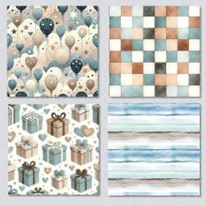 Watercolor Teddy Bears Digital Paper, Baby Boy Junk Journal Pages ...