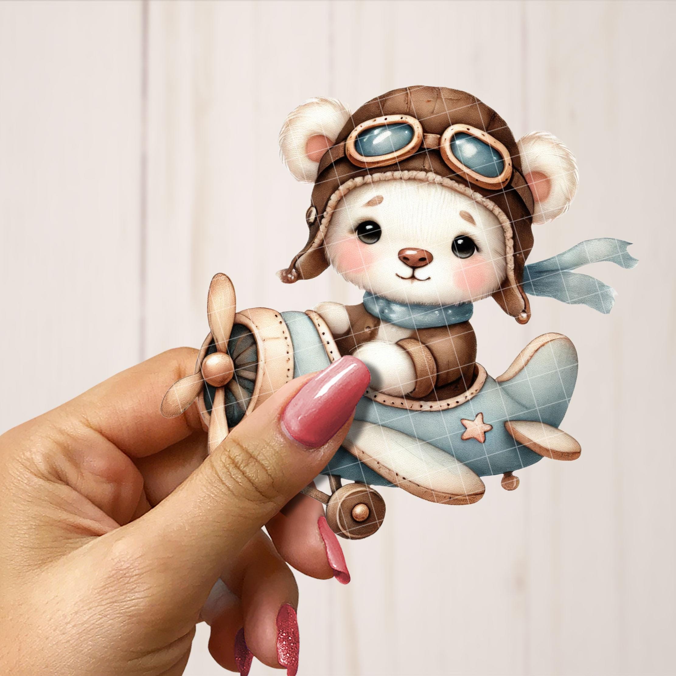 Teddy Bear Pilot Fussy Cuts Clipart, Teddy Bear Aviator, Bear Theme ...