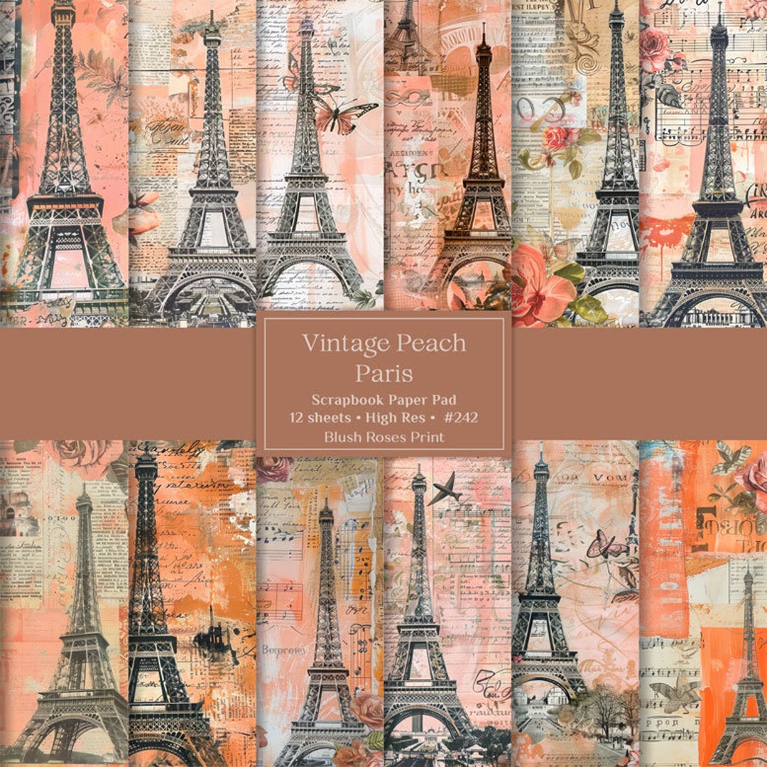 Vintage Paris Scenes Physical Paper Pad Scrapbook Card Making Paper ...