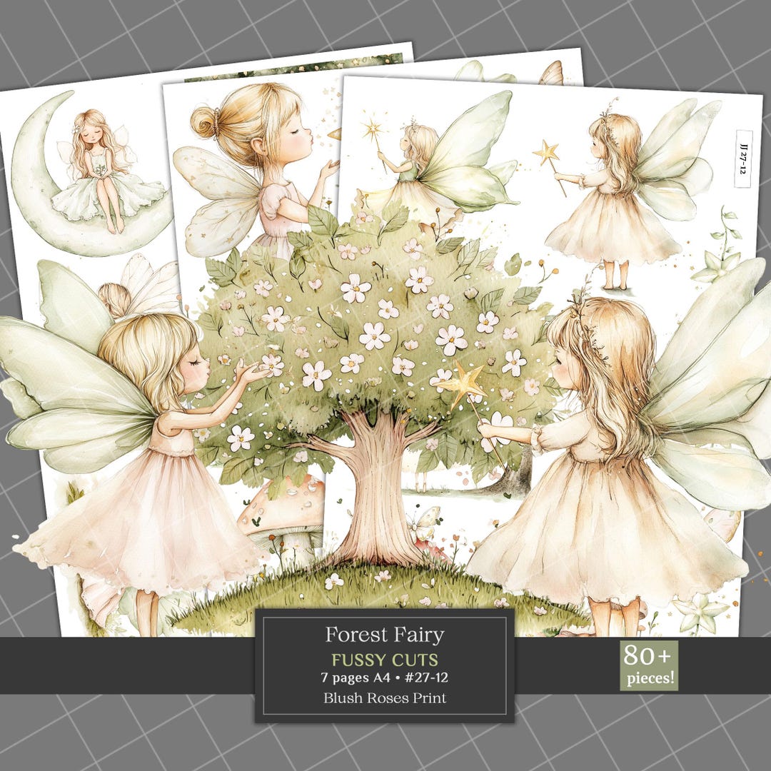 Forest Fairy Clipart: Watercolor Scrapbook Ephemera (digital Download ...