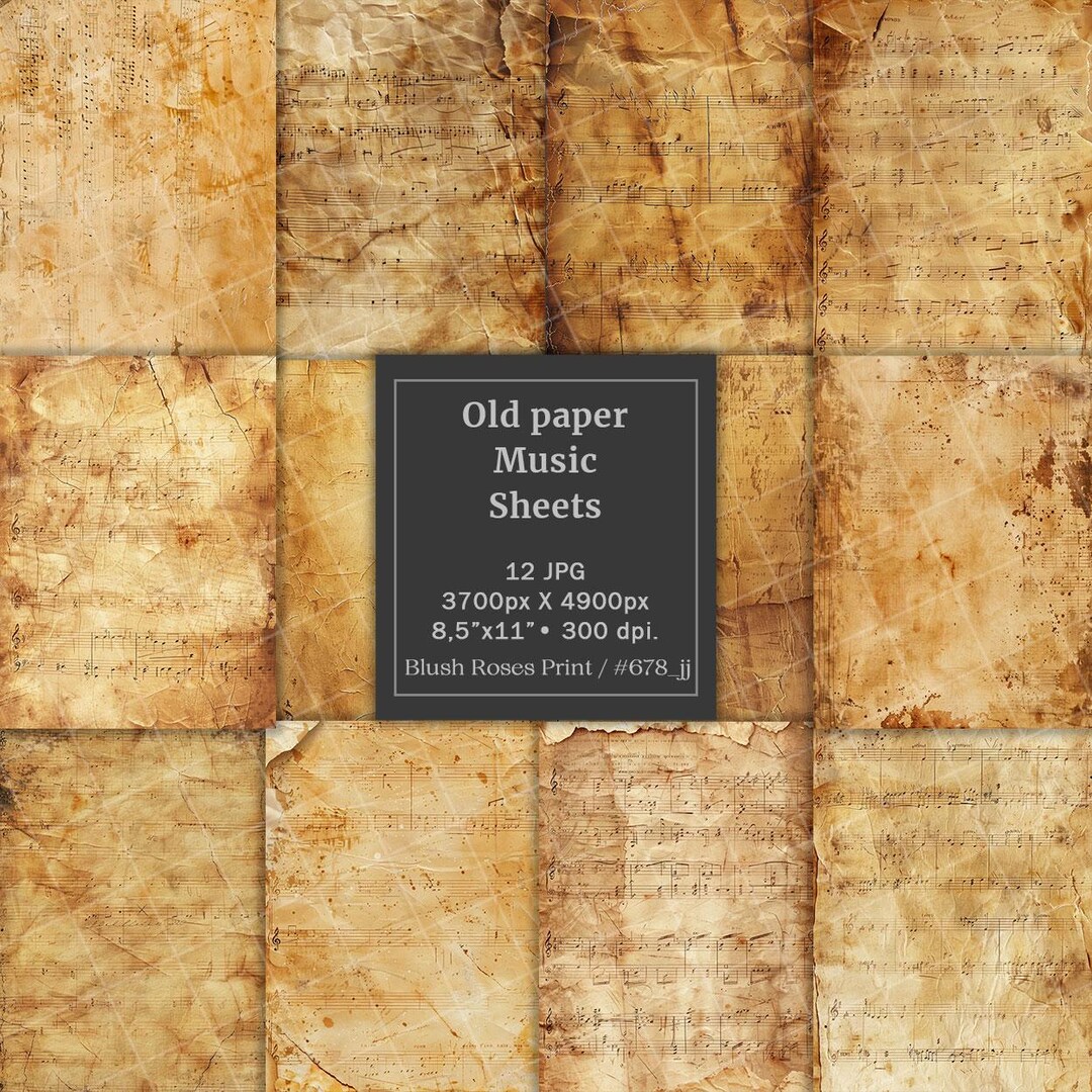 Old Music Sheet Junk Journal Pages Digital, Old Torn Paper, Music Notes ...