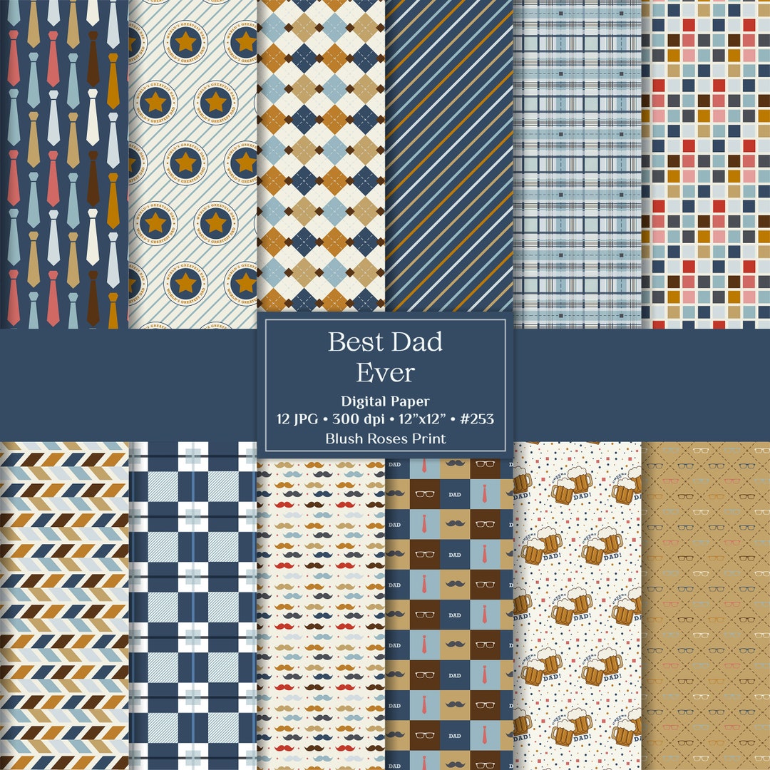 12 Inches Father's Day Scrapbook Paper Pad Printed, Best Dad Ever Junk ...