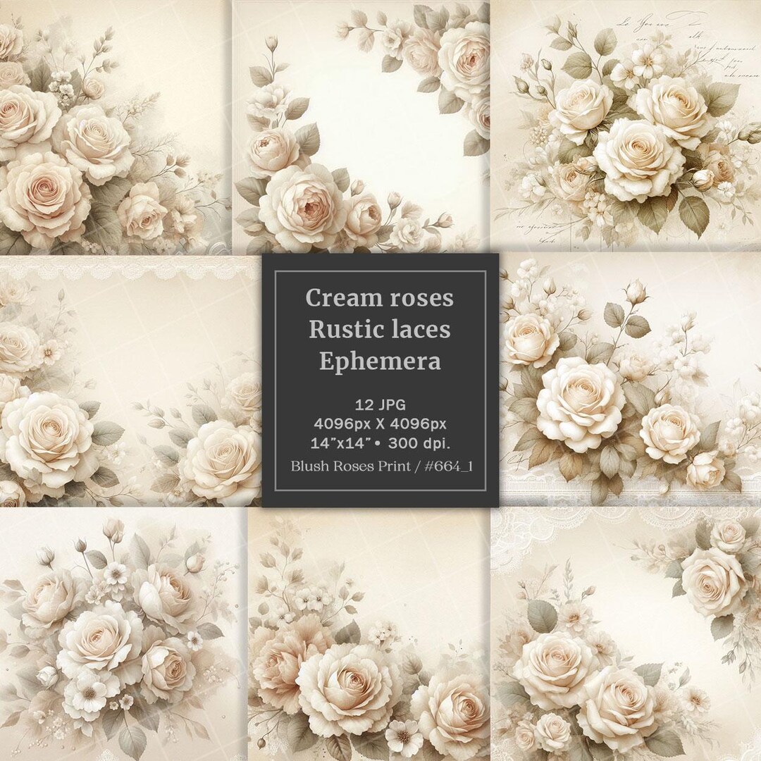 Beige Floral Digital Paper, Abstract Pastel Watercolor Shabby Chic ...