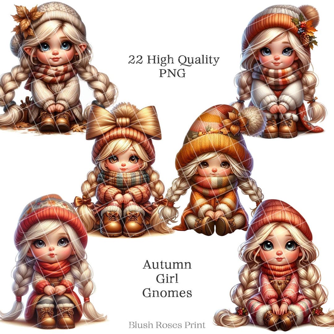 Cute Fall Girl Gnomes Clipart, Girl Gnome, Scandinavian Gnomes, HIGH ...