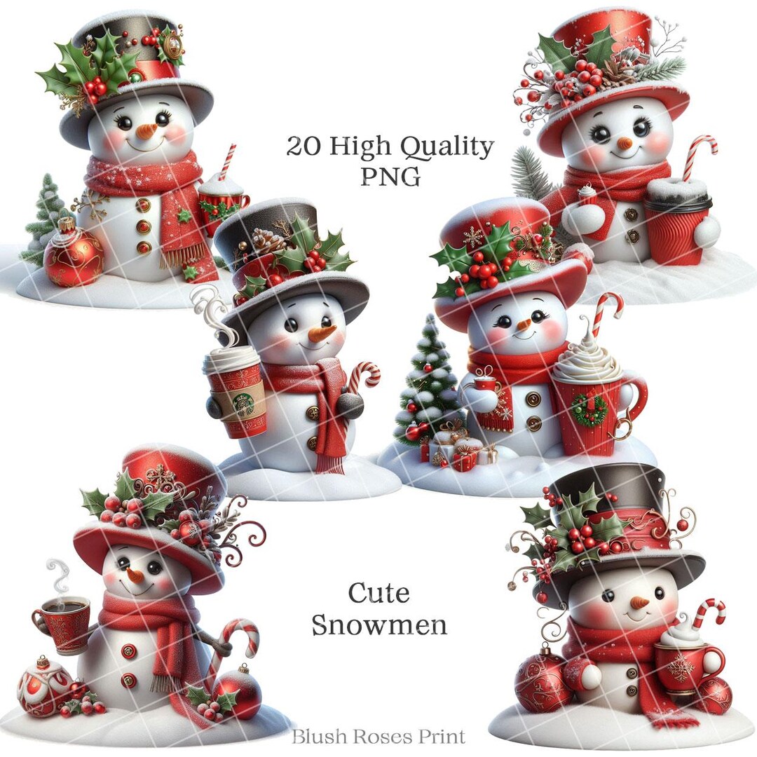 Snowman With Cacao Clipart, Cute Christmas Snowman Clip Art, Snowmen ...