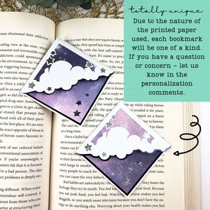 Violet Night Sky Corner Bookmark Reader Gift Personalized Bookmarks ...