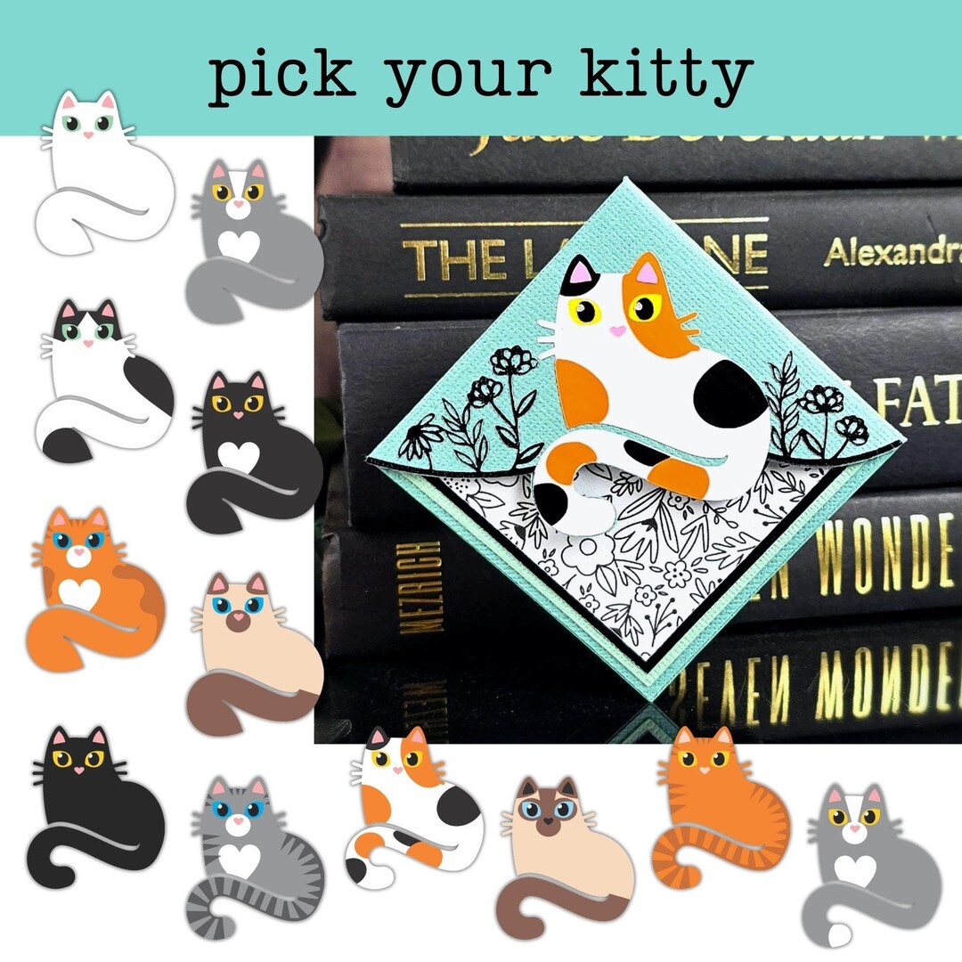 Cat Corner Bookmark, Kitty Bookmark, Personalized Bookmark, Book Lover ...