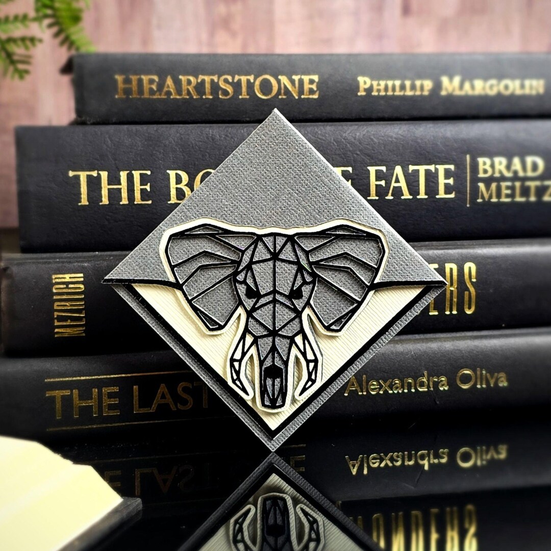 Geometric Elephant Corner Bookmark: Personalized Book Lover Gift - Etsy