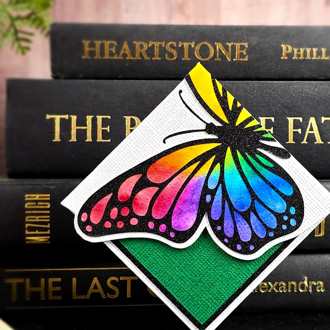 Rainbow Butterfly Corner Bookmark: Personalized Reader Gift - Etsy