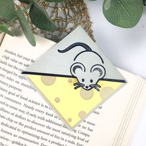 Mouse Cheese Paper Corner Bookmark, Reader Gift, Personalized Bookmark ...