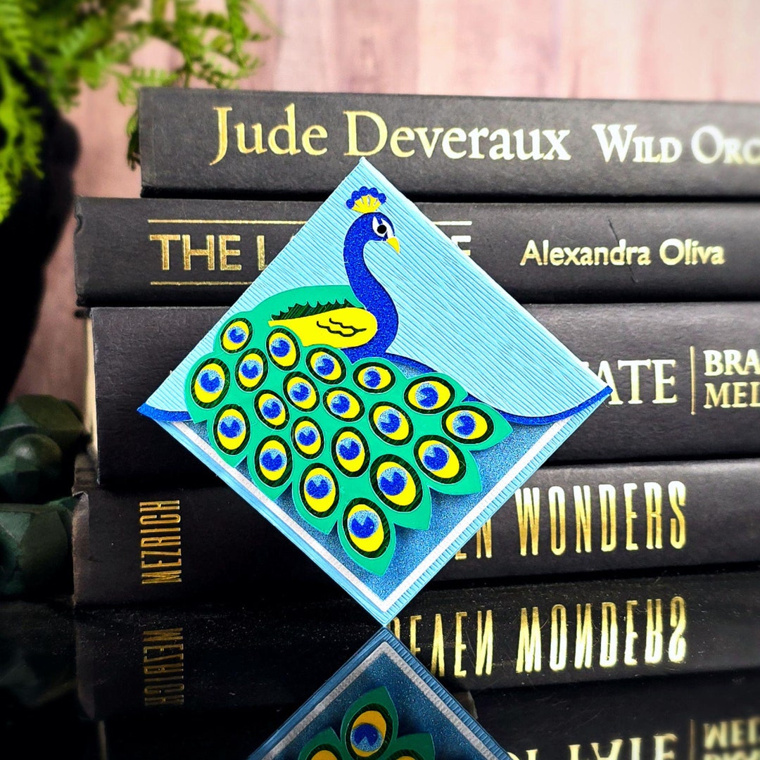 Peacock Corner Bookmark: Handmade Bird Bookmark - Etsy