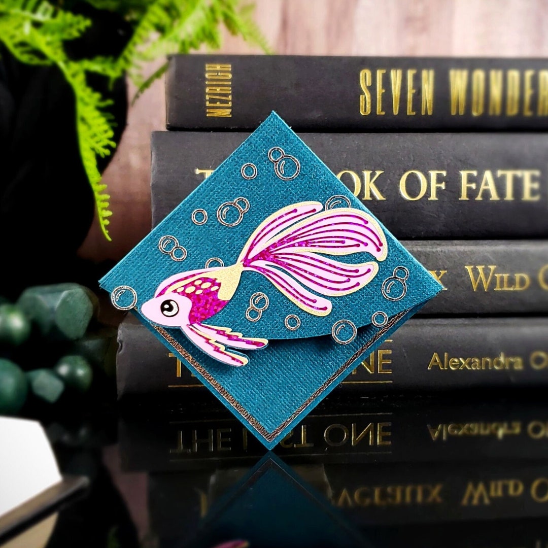 Fish Corner Bookmark, Pink Fish, Page Corner Bookmark, Water Bookmark ...