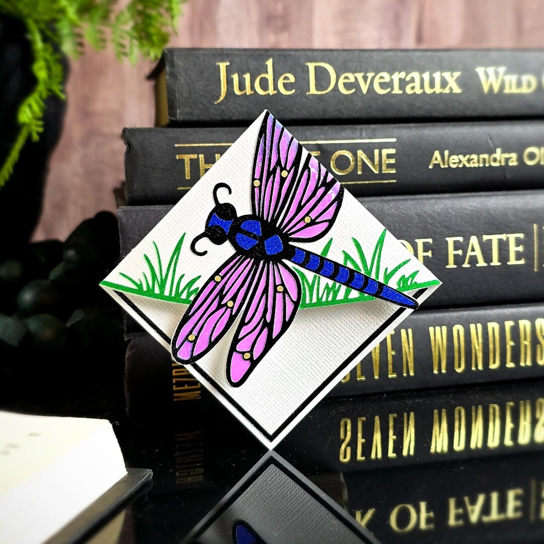 Blue Dragonfly Corner Bookmark: Stained Glass Style, Reader Gift - Etsy