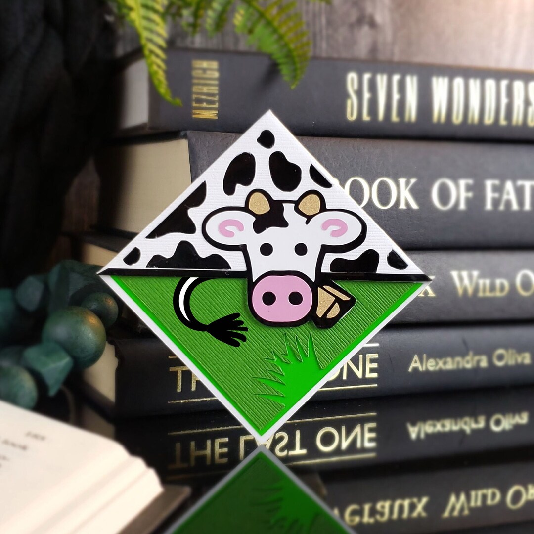 Cow Bell Paper Corner Bookmark, Reader Gift, Bookmark, Farm Animals ...