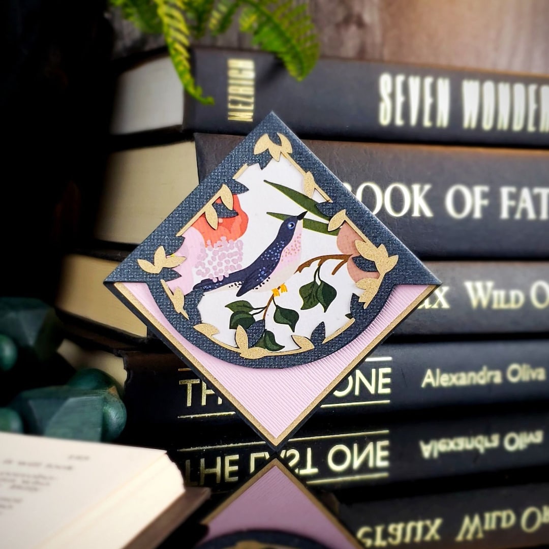 Blue Pink Bird Corner Bookmark, Reader Gift, Book Mark, Custom Gifts ...