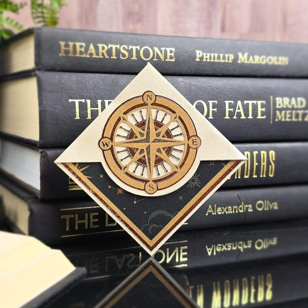 Gold Compass Corner Bookmark, Compass Rose Bookmark, Compass Bookmark ...
