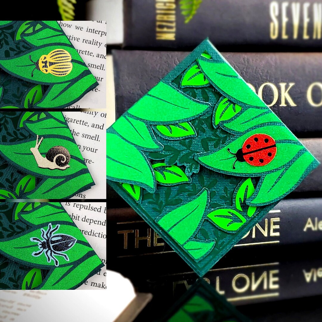 Leaves Ladybug Paper Corner Bookmark, Reader Gift, Book Mark, Beetle ...