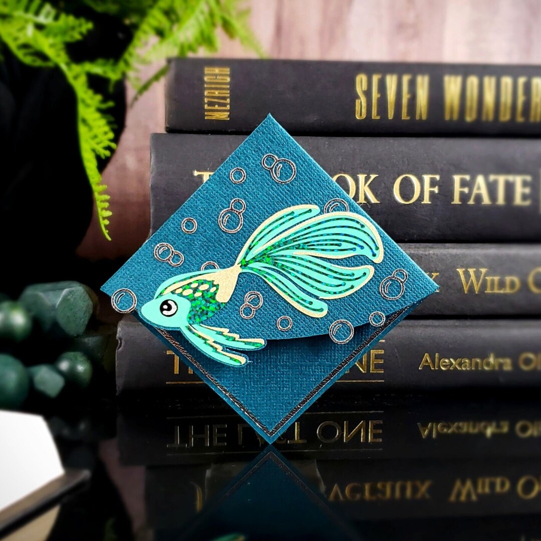 Fish Corner Bookmark, Green Fish, Page Corner Bookmark, Water Bookmark ...