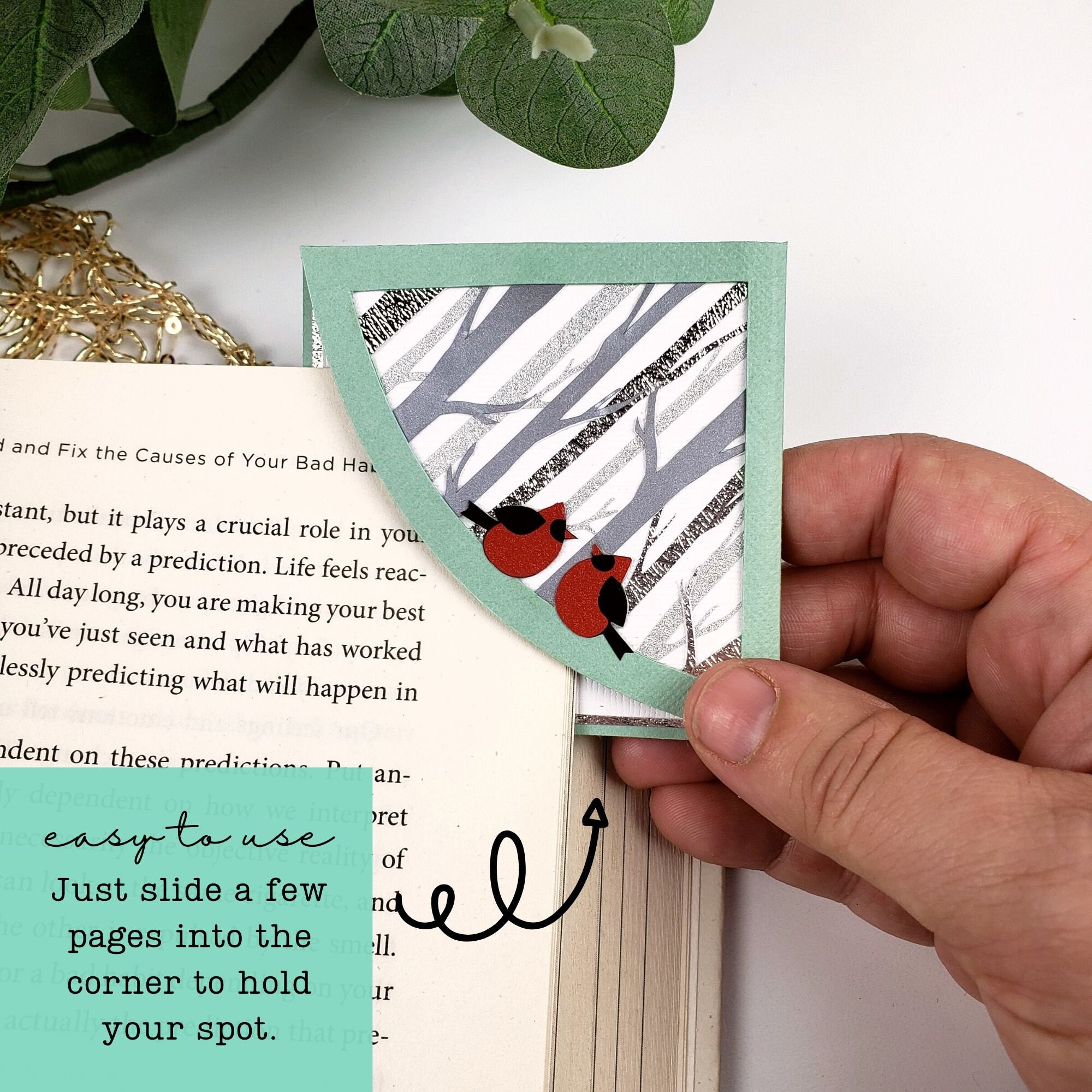 Birch Birds Paper Corner Bookmark: Winter Forest, Red Robins - Etsy
