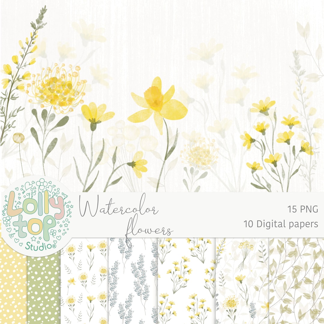 Watercolor Flowers, Spring Flowers, Garden Clipart and Digital Paper - Etsy