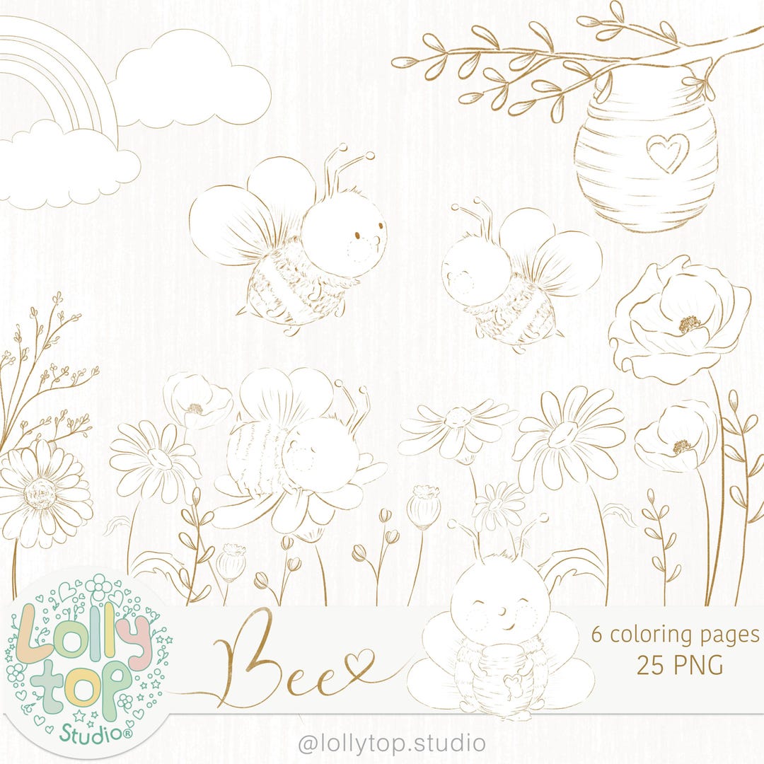 Cute Bee - Coloring Pages - Etsy