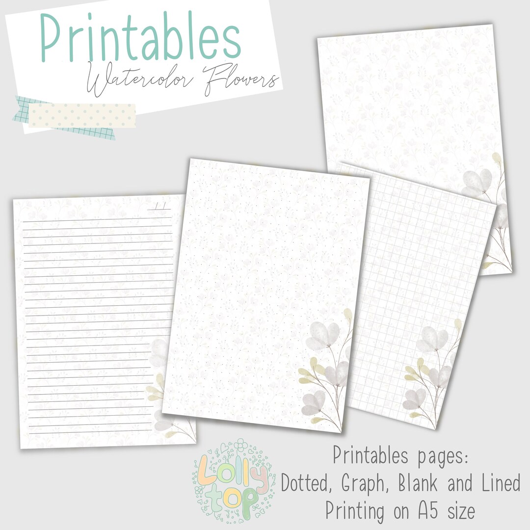 A5 - Printable Note Pages, Dotted Grid, Lined Paper, Graph Paper and ...
