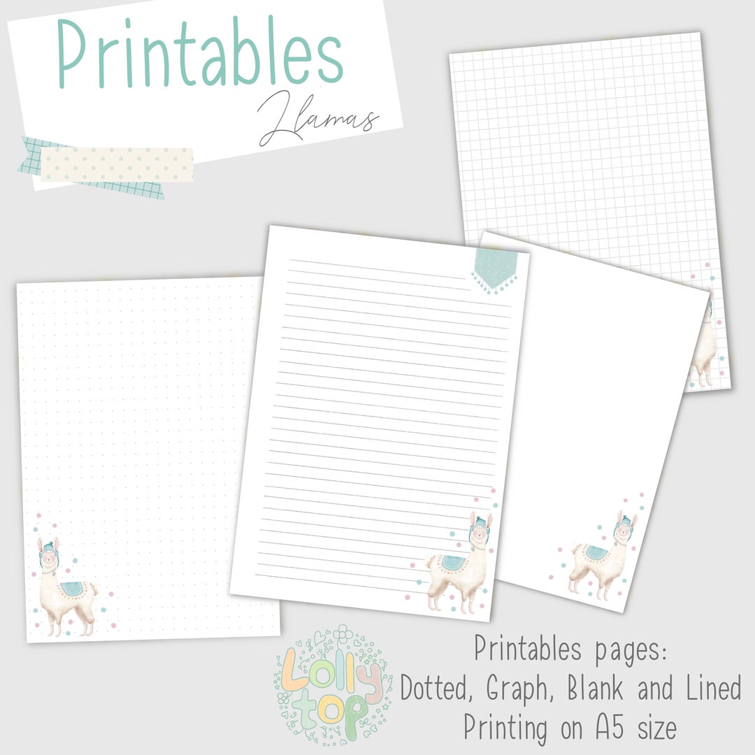 A5 - Printable Note Pages, Dotted Grid, Lined Paper, Graph Paper and ...