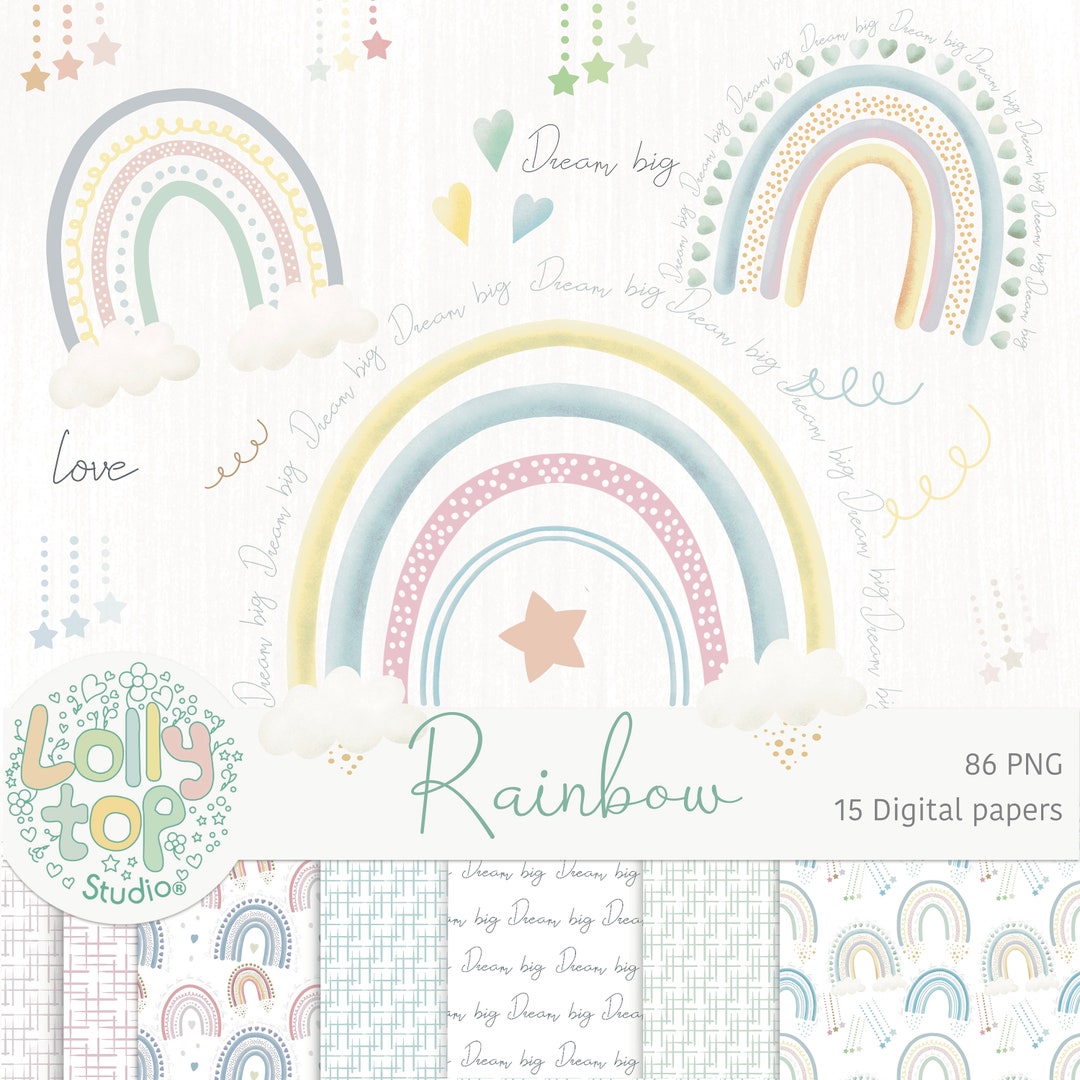 Cute Rainbow Watercolor Clipart - Etsy