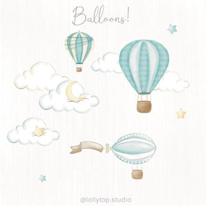 Hot Air Balloon Bear Digital Watercolor Clipart - Etsy