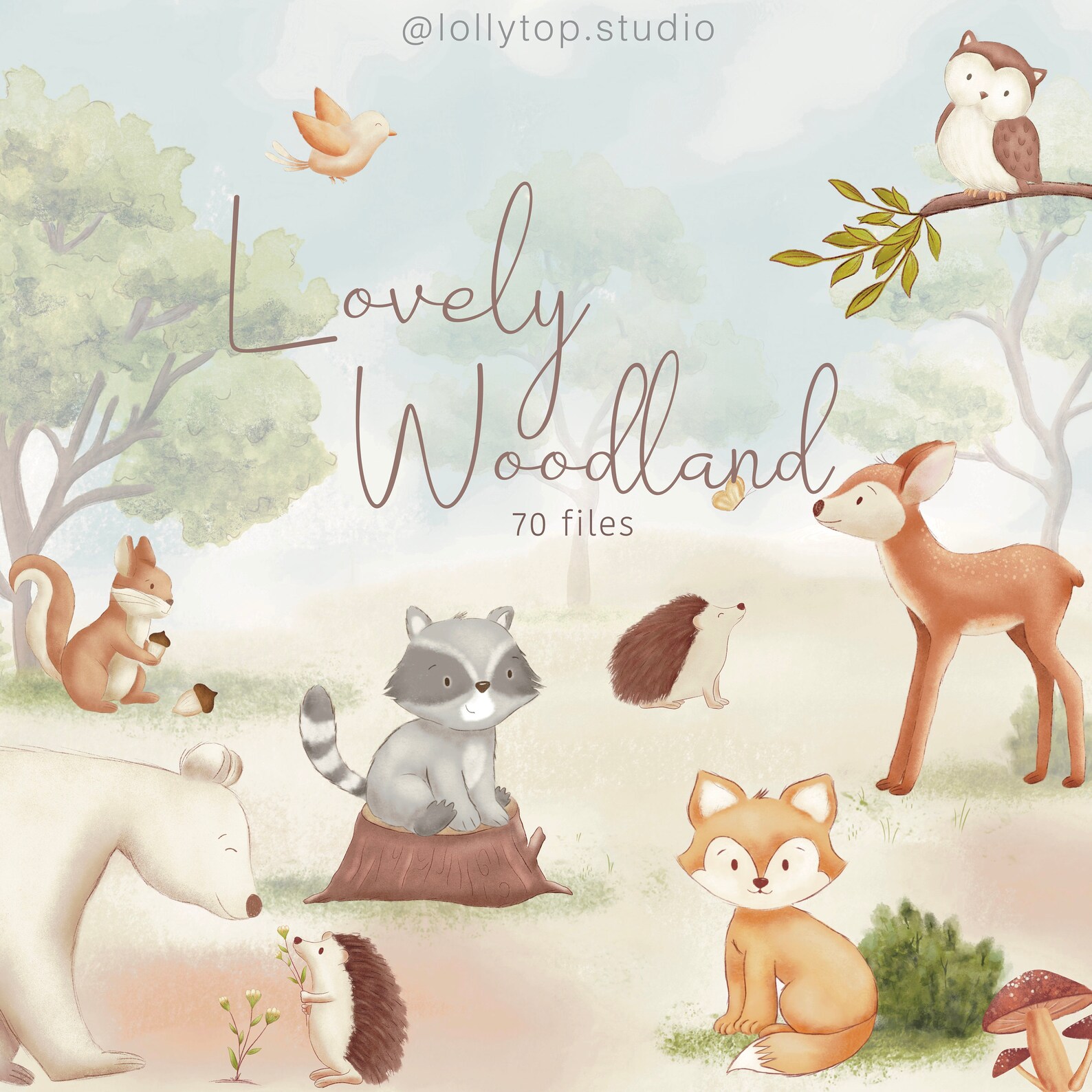 Lovely Cute Woodland Clipart's - Etsy