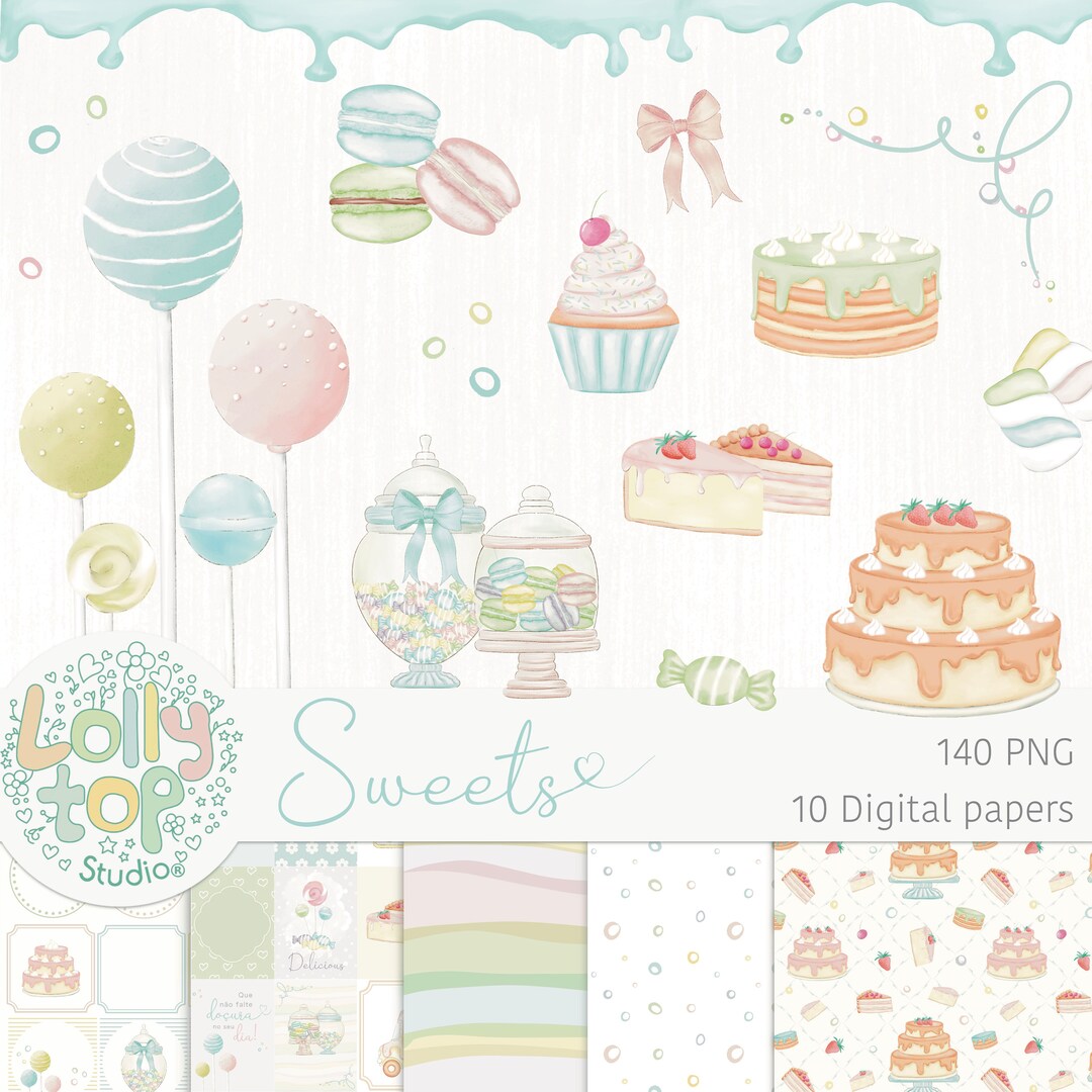 Sweets, Pastel Candy Watercolor Clipart - Etsy