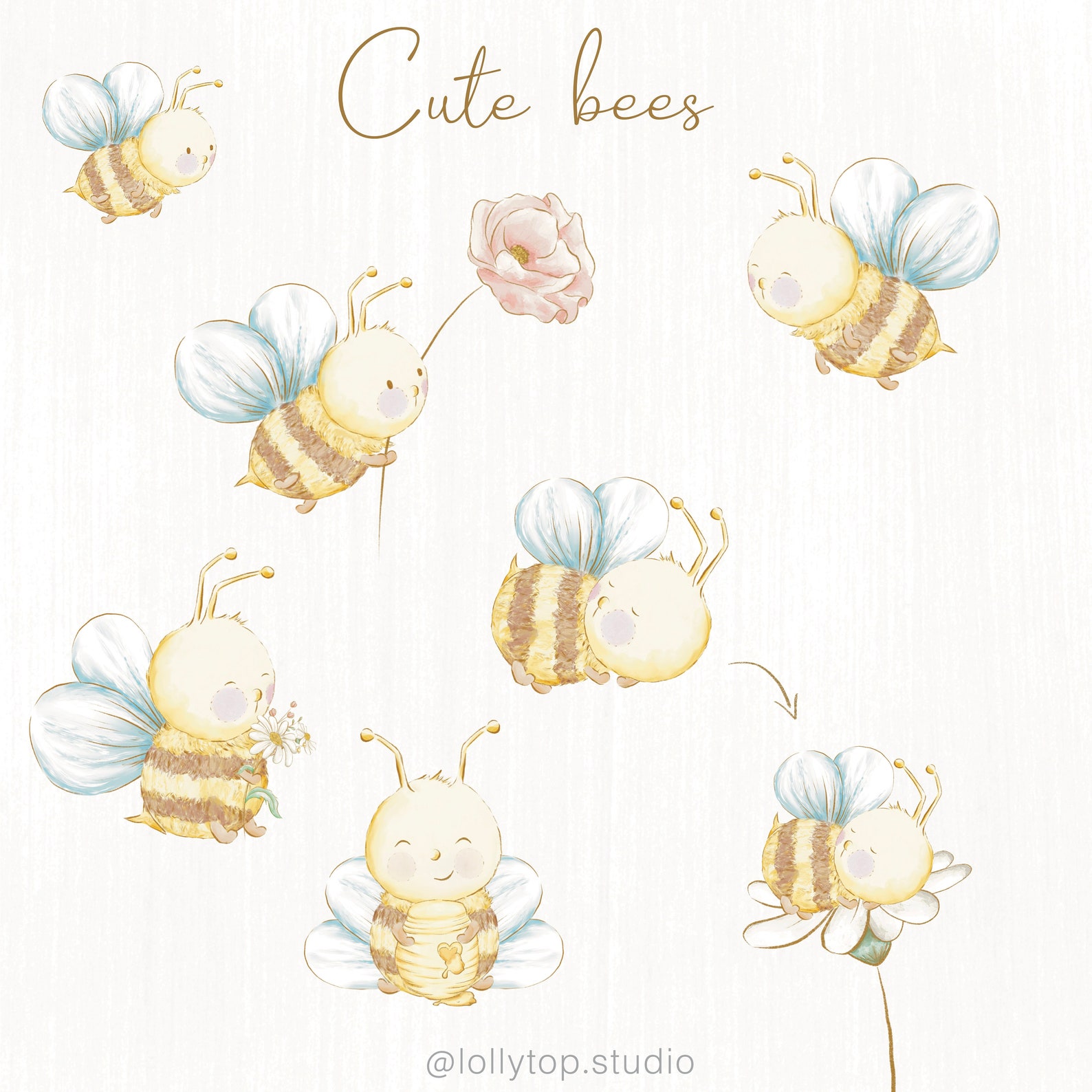 Bee Cute Bee Watercolor Clipart - Etsy