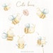 Bee - Cute Bee Watercolor Clipart - Etsy