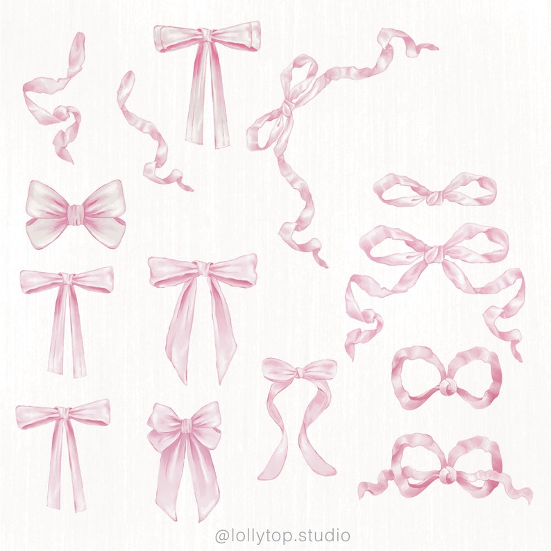 Vintage Bow Digital Watercolor Clipart's - Etsy