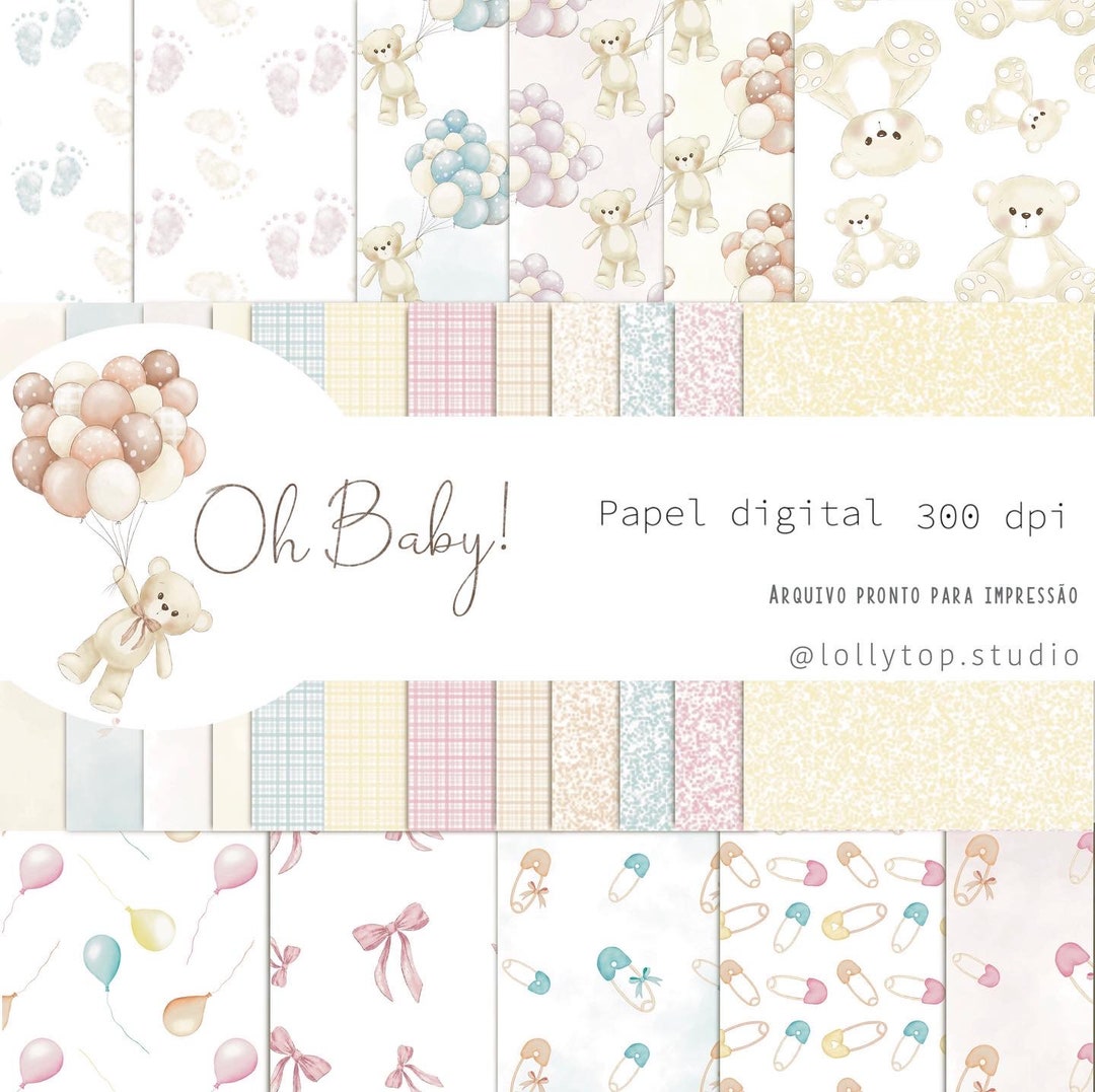 Cute Oh Baby - Teddy Bear Ballon Collection - Cute Bear Digital Papers ...