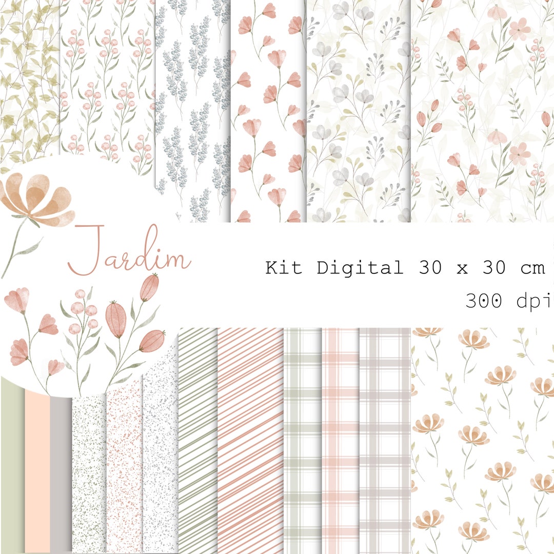 Garden, Flowers Watercolor Digital Paper - Etsy