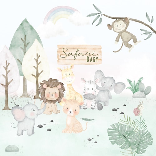 Cute Safari Animals Clipart Jungle Baby Shower Tropical Art - Etsy